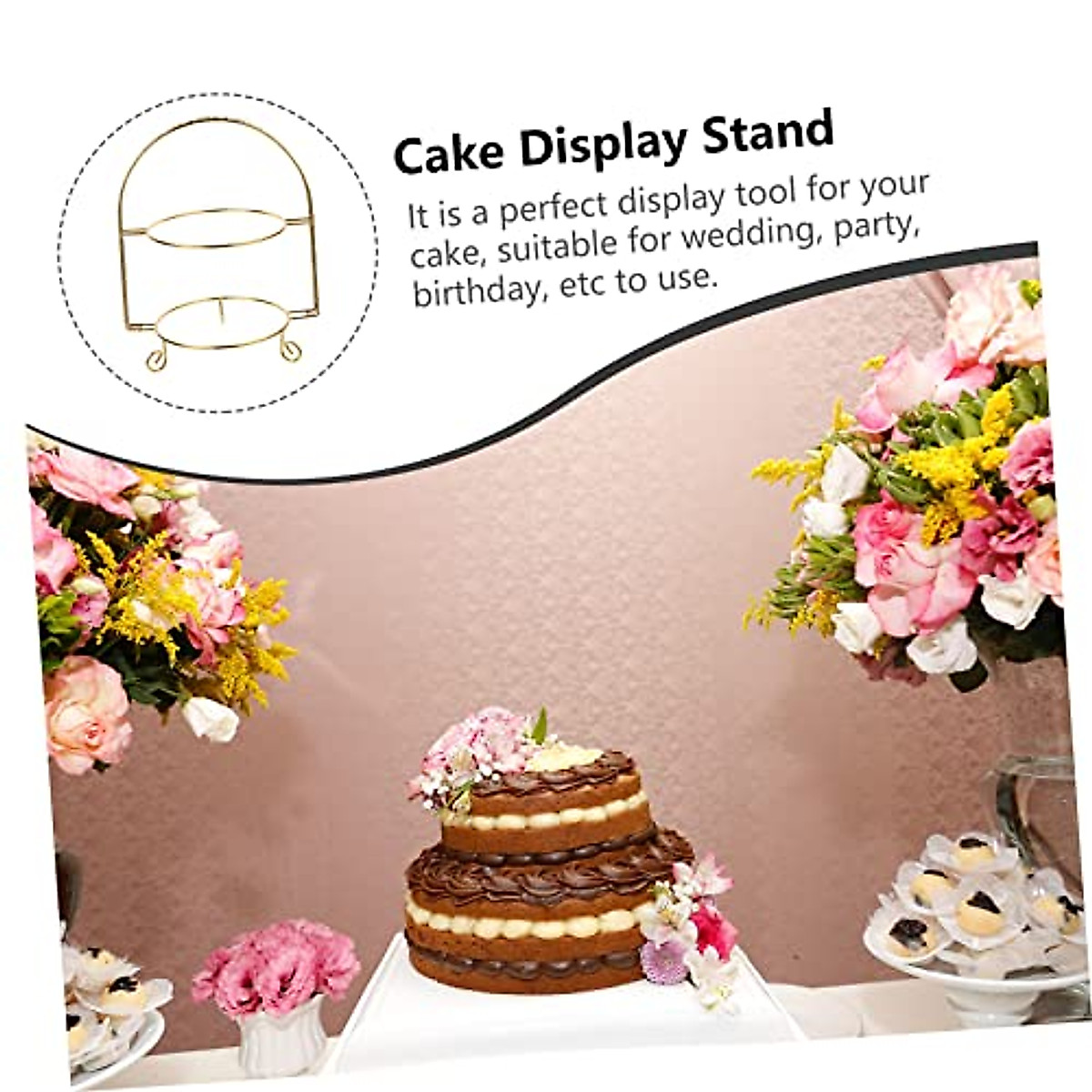 EXQUIMEUBLE Double Layer Cake Stand Muffin Stand Dessert Stand Holder Pastry Stand Birthday Cake Stand Cake Display Rack Dessert Display Plate Tea Party Serving Tray Desktop Iron Bracket