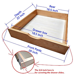 ELYSIAN 20'' Bottom Mount Soft Close Drawer Fully Assembled Wooden Drawer Organizer, Pull Out Under Cabinet Sliding Shelf Kitchen Pull Out Organizer Drawer Roll Out Wood Storage Cooking utensil drawer