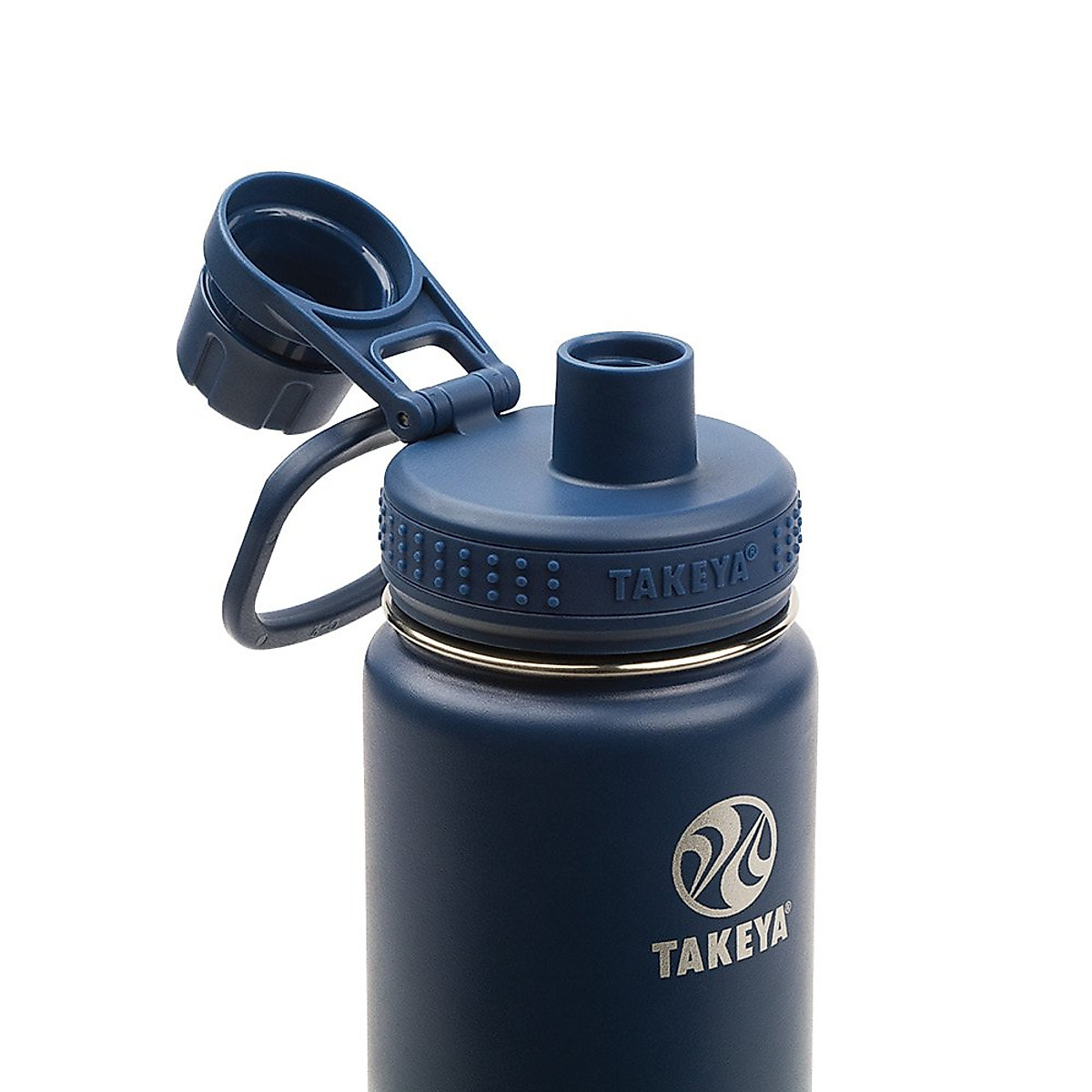 Takeya Actives Insulated Stainless Steel Water Bottles with Spout Lid, 18 Ounce, Midnight Blue and Bluestone