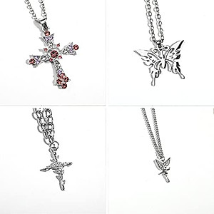 LIRUNQIN Y2k Accessories Cross Necklace Y2k Accessories Y2k Necklaces Y2k Jewelry Aesthetic Necklace Goth Grunge Necklaces