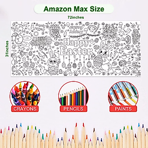 OHOME Easter Giant Coloring Poster/Tablecloth - Easter Crafts for Kids - 30 x 72 Inches Jumbo Coloring Banner - Easter Games Gifts Toys for Basket,Easter Activities Treats Party Decorations