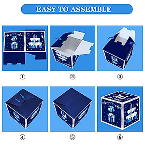 Turypaty 3 Packs Blue Silver 16th Birthday Decorations Boxes for Men Boys, Blue Navy Happy 16 Birthday Balloons Boxes Party Supplies, Sixteenth Years Old Bday Cardboard Box Decoration