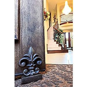 Lulu Decor 100% Cast Iron Fleur De Lis Door Stopper, 5 lbs 11 oz, Well Built Door Stopper, 6.50" H, 8" L