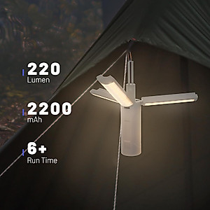 LHOTSE Camping Light, 220LM Rechargeable Battery Powered Lantern with 3 Modes, Magnetic Base, USB-C Charging, Portable Tent Flashlights Perfect for Camping, Hiking, Emergency, Camping Accessories