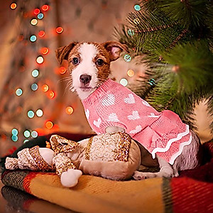 Xuniea 3 Pieces Dog Sweater Dress with Leash Hole Dog Coat Knitwear Vest Turtleneck Pullover Warm Pet Sweater Small Dog Sweater Pet Clothes Sweater for Puppy Cat Dog (Gray, Pink, Red, Medium, Small)