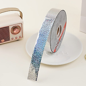 1inch x 100yards Waterproof Ribbon,Silver Curling Ribbon for Gifts Package Wrapping,Bows, Crafting, Wedding.