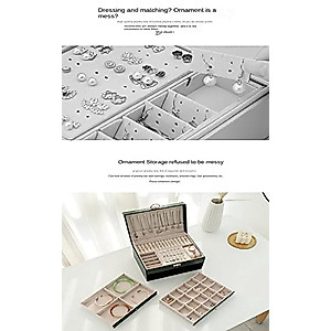 Jewelry Organizer with Synthetic Leather,Jewelry Box For Women,Large Jewelry Box Storage with Lock and Key,Necklace Ring Earring Storage,Lockable Jewelry Gift Boxes(Black)