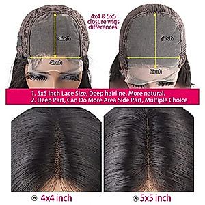 Daules 5x5 Lace Closure Wig Deep Wave 5x5 Hd Lace Closure Wigs Human Hair For Women 180% Density 100% Virgin Human Hair Free Part 5x5 Deep Curly Closure Wig Pre Plucked Realistic Looking 24 inch