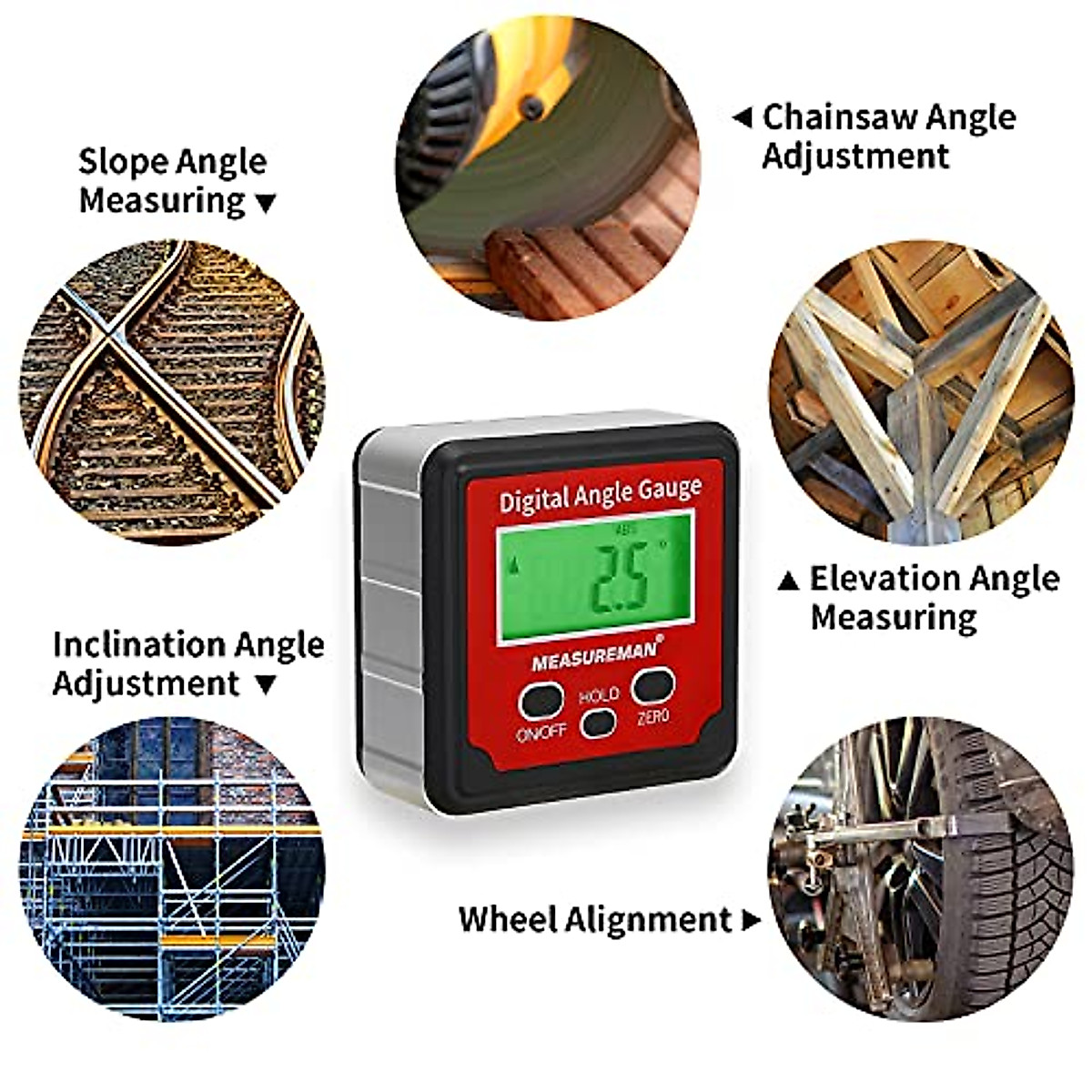 MEASUREMAN Digital Level Protractor Inclinometer Magnetic Level Angle Meter with Hold Function Angle Finder Level Box Angle Measuring Tool