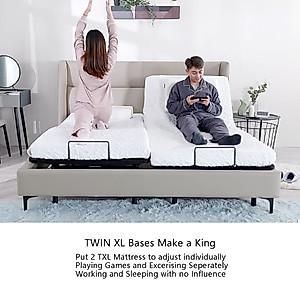 Adjustable Bed Frame Base, Wireless, 5 Minutes Quick Assembly, Zero Clearance, Zero Gravity, Whisper Quiet Durable Motor, Mattress Holder, Anti Snore, Best Gift for Family,Twin XL