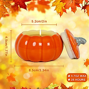 ONEVIVE Pumpkin Shaped Candle Fall Scents, Thanksgiving Wax Pumpkin Spice Scented Candles Ceramic for Autumn Home Decoration Halloween (Orange)