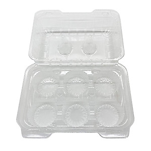 Clear Cupcake Containers,12pc Plastic Disposable High Dome Cupcake Boxes 6 Compartment Cupcake Holders Cupcake Containers Half Dozen Cupcake Trays Durable Cup Cake Muffin Packaging Transporter