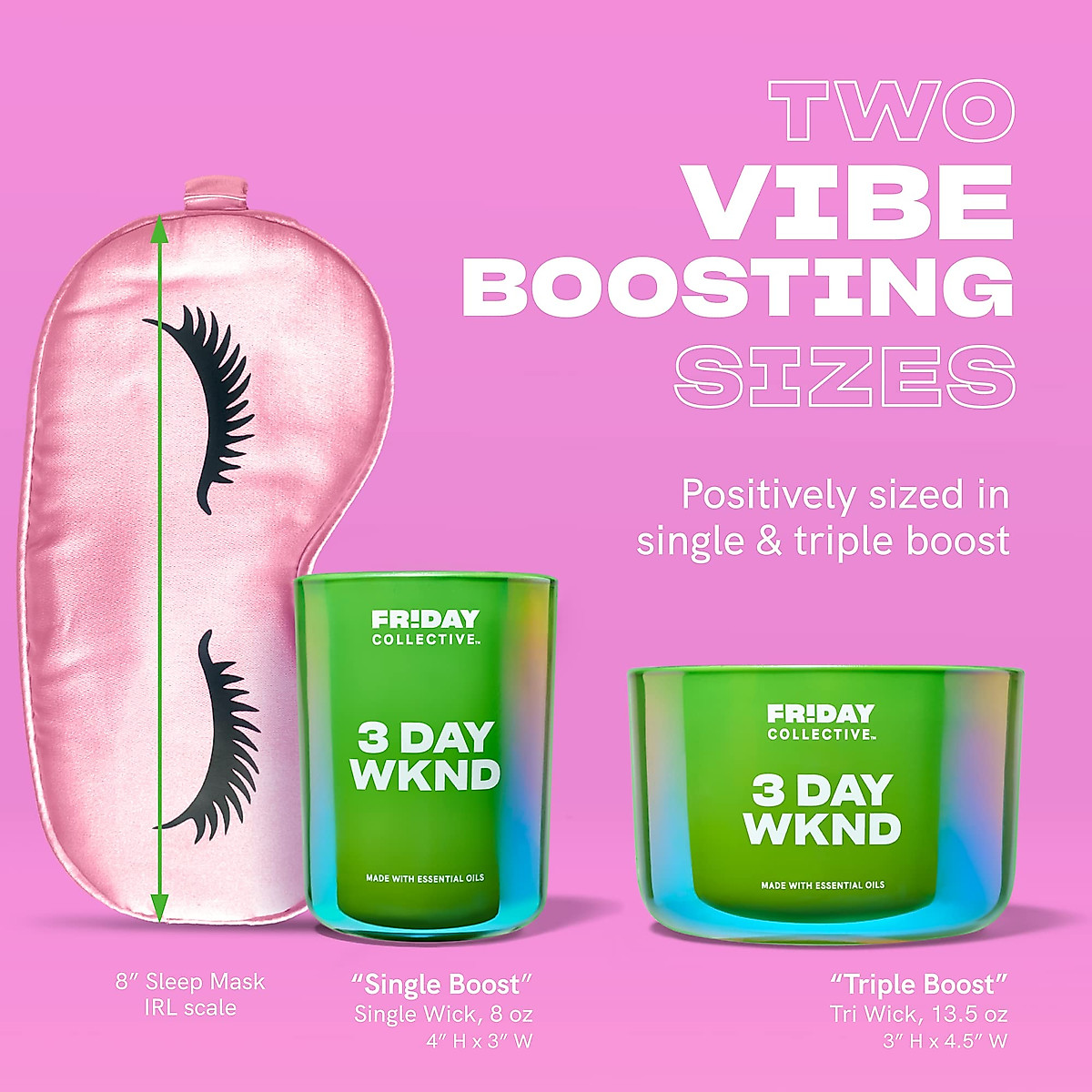 Friday Collective 3 Day Wknd Candle, Fruity Scented, Made with Essential Oils, 3 Wicks, 13.5 oz