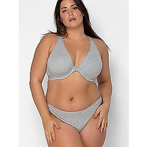 Smart & Sexy womens Comfort Cotton Front Back Close Racerback Bra, Light Grey Heather, 36D US