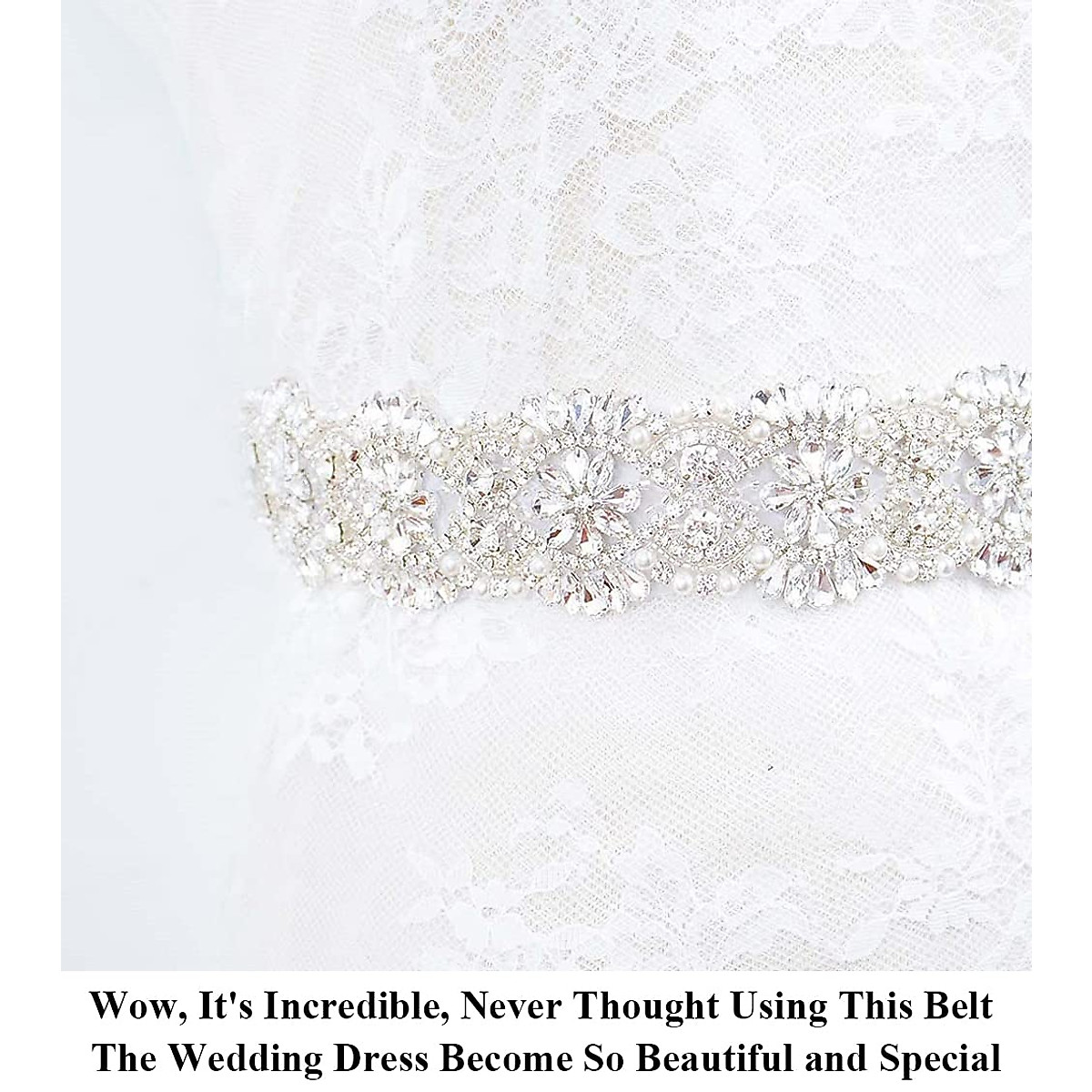 Partisout Rhinestone Bridal Belt Wedding for Bride Dress Rhinestone Belts for Dresses for Wedding Dress Silver Belt. (Silver 310)