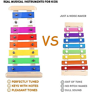 Smarkids Wooden Xylophone for Kids & Harmonica Set - Professional Kids Musical Instruments Set Percussion Instruments with Mallets Award Winning Preschool Learning Musical Toys Birthday Gifts