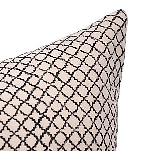 Fabritual Handloom Block Print Duck Canvas 20X20 Inch Throw Pillow Case Cushion Cover for Sofa, Couch and Bed, Fall Decoration, Farmhouse, Outdoor, Living Room, Home Décor, Kabutar Jaal, Black