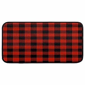 KOBLEN Red Plaid Pattern Kitchen Rugs Non Slip Washable Absorbent Kitchen Mats 20x39 inch Cushioned Anti Fatigue Kitchen Floor Mats for in Front of Sink