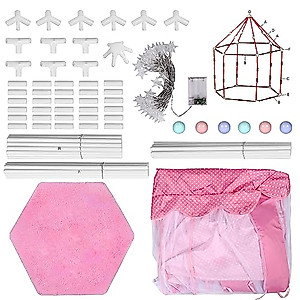 Princess Tent with Rug & Led Star Lights,Princess Castle Play Tent for Girls Kids or Toddlers, Kids Large Playhouse for Indoor and Outdoor Games,Birthday for 3/4/5/6/7/8/9 Year Old