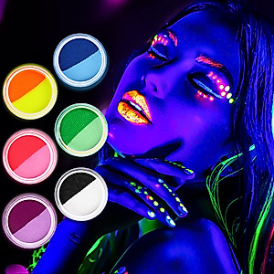 Water Activated Eyeliner, UV Glow Neon Cake Paint, 12 Bright Color Hydra Eye Liner,UV Glow Blacklight Luminous Body Face Makeup Paint, Costume Halloween and Club Makeup Art Paint (01)