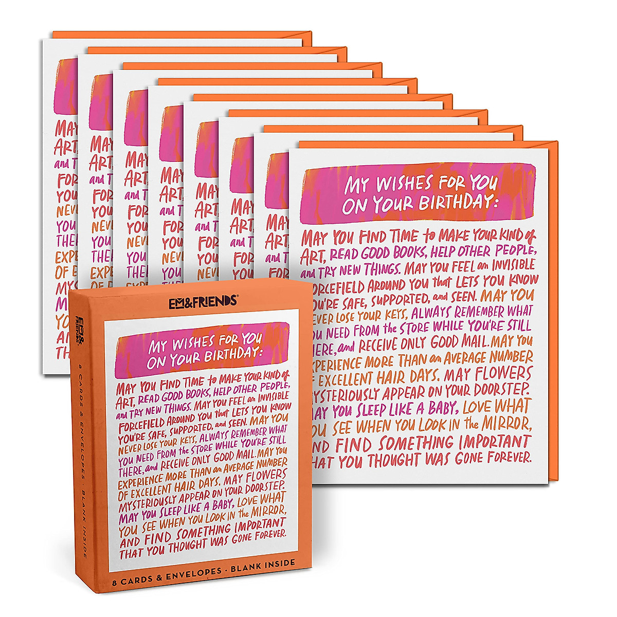 Em & Friends My Birthday Wishes for You Cards - Box of Birthday Cards with Envelopes (Box of 8, Identical Cards) (2-02888)