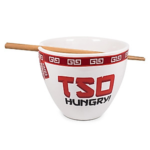 Toynk Bowl Bop Tso Hungry Japanese Ceramic Dinnerware Set | Includes 16-Ounce Ramen Noodle Bowl and Wooden Chopsticks | Asian Food Dish Set For Home & Kitchen | Kawaii Anime Gifts, Snack Collectible