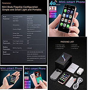 Soyes XS12Pro Mini 4G Smartphone 3.0 Inch Dual Sim Ultra Thin Unlocked Card Mobile Phone WiFi Bluetooth Hotspot Student Pocket Cellphone (Pink 32GB)