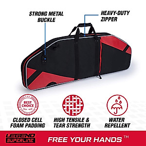 LEGEND Superline Soft Bow Case for Compound Bow - Archery Bow Case with Backpack, Shoulder Straps, Padded Storage Pockets, Cam Protector, Arrow Tube Holder - Travel Bag for Archery Gear - 44" Interior