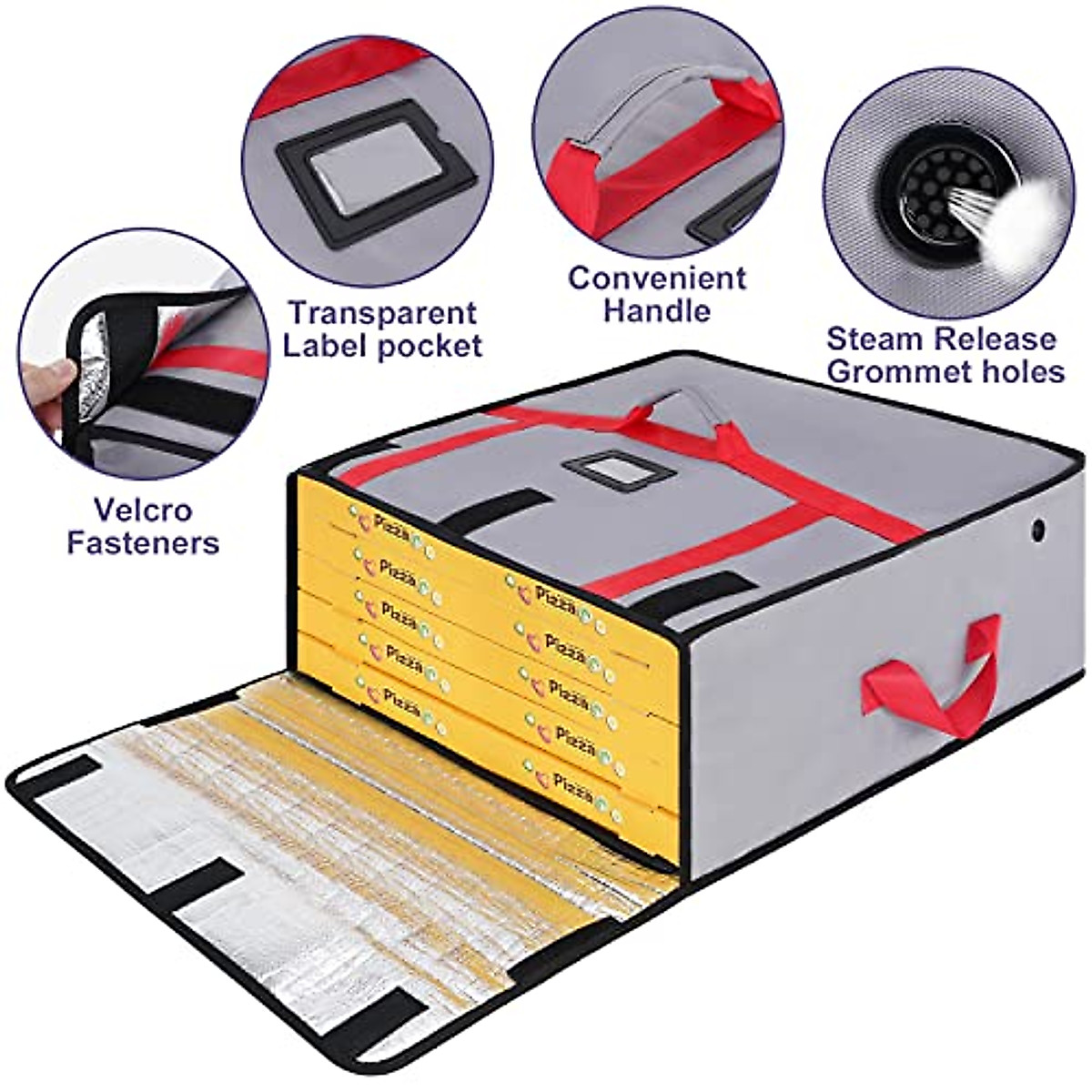 Pizza Delivery Bag & black Food Delivery Backpack, Bundle Expandable Insulated Hot Pizza Bags for Delivery Bike,Large Pizza Carrier Insulated Hot Food Bags for Delivery,Thermal Food Delivery Bag