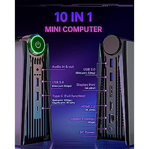 [Gaming PC] Ryzen Mini PC, AMD Ryzen 7 5800U(up to 4.4Ghz) 16GB DDR4 512GB NVME SSD Mini Desktop Computer, Windows 11 Pro Mini Computers [WiFi6/BT5.2] [4K UHD/RGB Lights/3 Adjustable Mode PC Gaming]