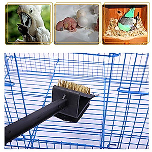 Bonaweite Stainless Steel Triangle Bird Cleaning Brush, Multi-Function Three-in-one Long Handle Brush, Pet Supply Cage Accessory for Parrot Birds …