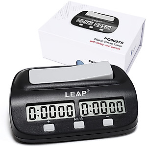 LEAP Chess Clock Digital Chess Timer Professional for Board Games Timer with Alarm Function Black (Official Store)