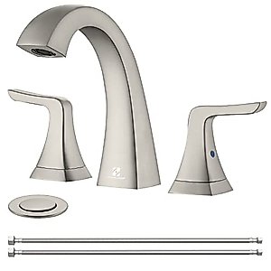 Bathroom Faucet Brushed Nickel,Widespread Bathroom Faucet for 3 Hole,Bathroom Sink Faucet 2 Handles Vanity Faucet,HOMELODY Lavatory Faucet 8 Inch with Pop Up Drain
