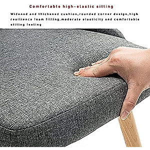 SHAWLA Chairs Cotton Linen Dining Chair,Solid Wood Reception Chair Kitchen Counter Makeup Room Lounge Counter Chairs Side Chair (Color:Dark Blue)