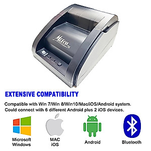MRBOSS 2“ 58mm POS Cash Register Portable Thermal Receipt Printer with High Speed Printing USB Bluetooth Interface for Supermarket Restaurant Retail Sales Kitchen Support Windows Android MAC