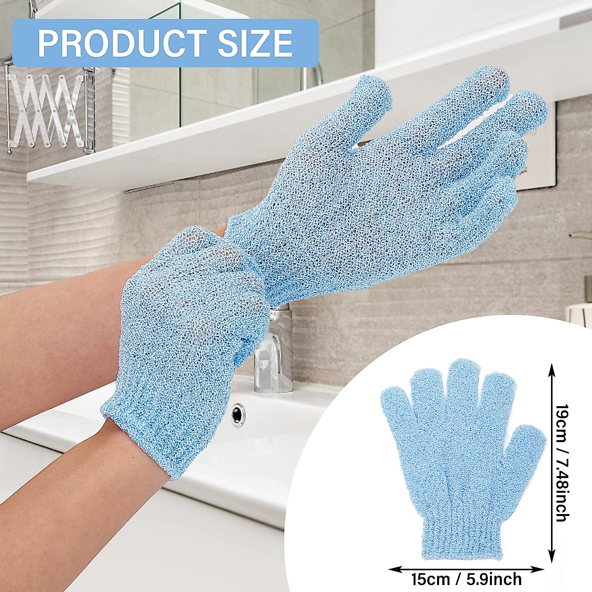 Molain 3 Pairs Exfoliating Gloves Premium Scrub Wash Mitt Bath Loofah Shower Spa Exfoliation Sponges Women Men Bath Accessories Dead Skin Remover for Body Washcloth