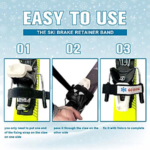 Vecacosic 8 Pcs Ski Brake Retainer Strap - Non-Breakable Universal Black Polypropylene Ski Brake Retainer Bands with Hook and Loop, Snowboard Brake Retainers for Sports Outdoor, Easy to Use (8 PCS)