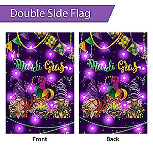 Mardi Gras Garden Flag Vertical Double Sided，Mardi Gras Decorations Masquerade Gnomes Holiday Party Yard Outdoor Decorative Classic Design House Flag Banner for Yard Lawn, 18 X 12 Inch (Style 2)