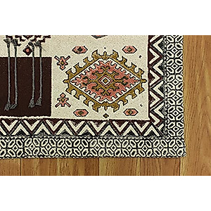 Casavani Beige, Black Tribal Cotton Hand Made Rug, Home Decorative Bohemian Kilim Rug Hand Woven Rag Rug Entryway for Living Room Laundry Room Dormat Bed Room Bathroom 4x10 Feet Runner