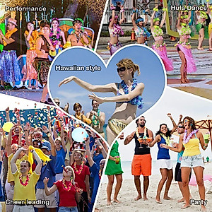 4 Pcs White Hawaiian Leis with Green Leaves for Graduation Party, Dance Party, Photo Prop in Outdoors (White)