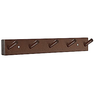 EuroBird Coat Rack Wall Mount, Wood Wall Mounted Coat Rack, Walnut Heavy Duty Wall Coat Rack 5 Pegs Coat Hanger Hooks for Hanging Coat, Hat, Purse, Jacket, Entryway, Bathroom, Bedroom