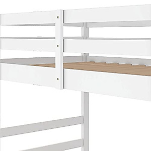 Harper & Bright Designs Twin Over Twin Bunk Bed for Kids, Low Bunk Bed with Ladder and Safety Guard Rails, Solid Wood Bunk Bed Frame. No Box Spring Needed (White)