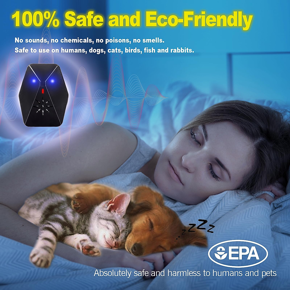 LASER HAND 4 Packs Ultrasonic Pest Optical Double Repeller, Indoor Pest Control, Flea Rat Roach Mosquito Cockroaches Fruit Fly Rodent Ultrasonic Pest Repellent for Home,Kitchen, Office