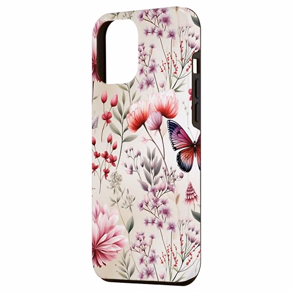 iPhone 14 Pro Max Case Flower Printed Butterfly Cover Protective Cover Phone Case