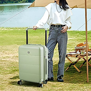 Hanke Carry On Luggage 22x14x9 Airline Approved Spinner Wheels TSA Luggage with Wide Handle Hard Shell Suitcases Lightweight Travel Luggage Women Men(Bamboo Green)