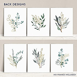 RYVE Botanical Wall Art - Set of 6 Botanical Prints - Art Prints, Plant Wall Decor, Eucalyptus Wall Decor, Plant Wall Art Prints, Green Wall Art Decor, Plant Prints, Leaf Wall Art (8x10 - UNFRAMED)