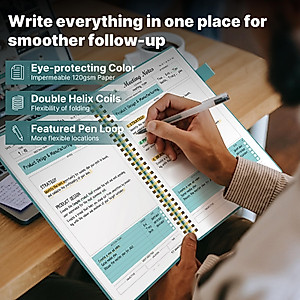 Regolden-Book Meeting Notebook for Work with Action Items, Project Planner Notebook for Note Taking, Office/ Business Meeting Notes Agenda Organizer for Men & Women, 160 Pages (7”x10”), Teal