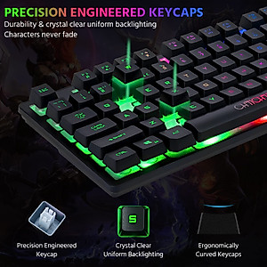 CHONCHOW Wireless LED Keyboard, Rechargeable 87 Key RGB LED Backlit Wireless Keyboard, Ergonomic Light up Gaming Keyboard Wireless for PC PS4 PS5 Xbox One