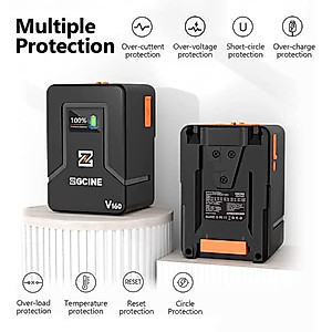 ZGCINE V160 V-Mount Battery 142Wh 14.8V 9600mAh with Dual D-TAP/USB-C Ports for Video Camera Camcorder Broadcast,V-Lock Battery Compatible with BMPCC 4K 6K Pro/ZCAM/Canon EOS R5C/Sony FX3