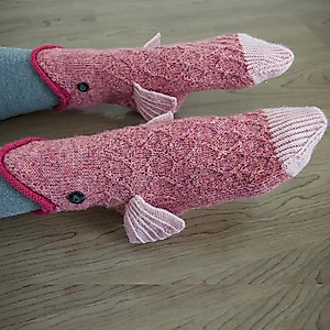 Linzhouzhiguang Knit Socks Unisex Novelty Shark Crocodile Shape Floor Winter Home Warm Socks (Fish)